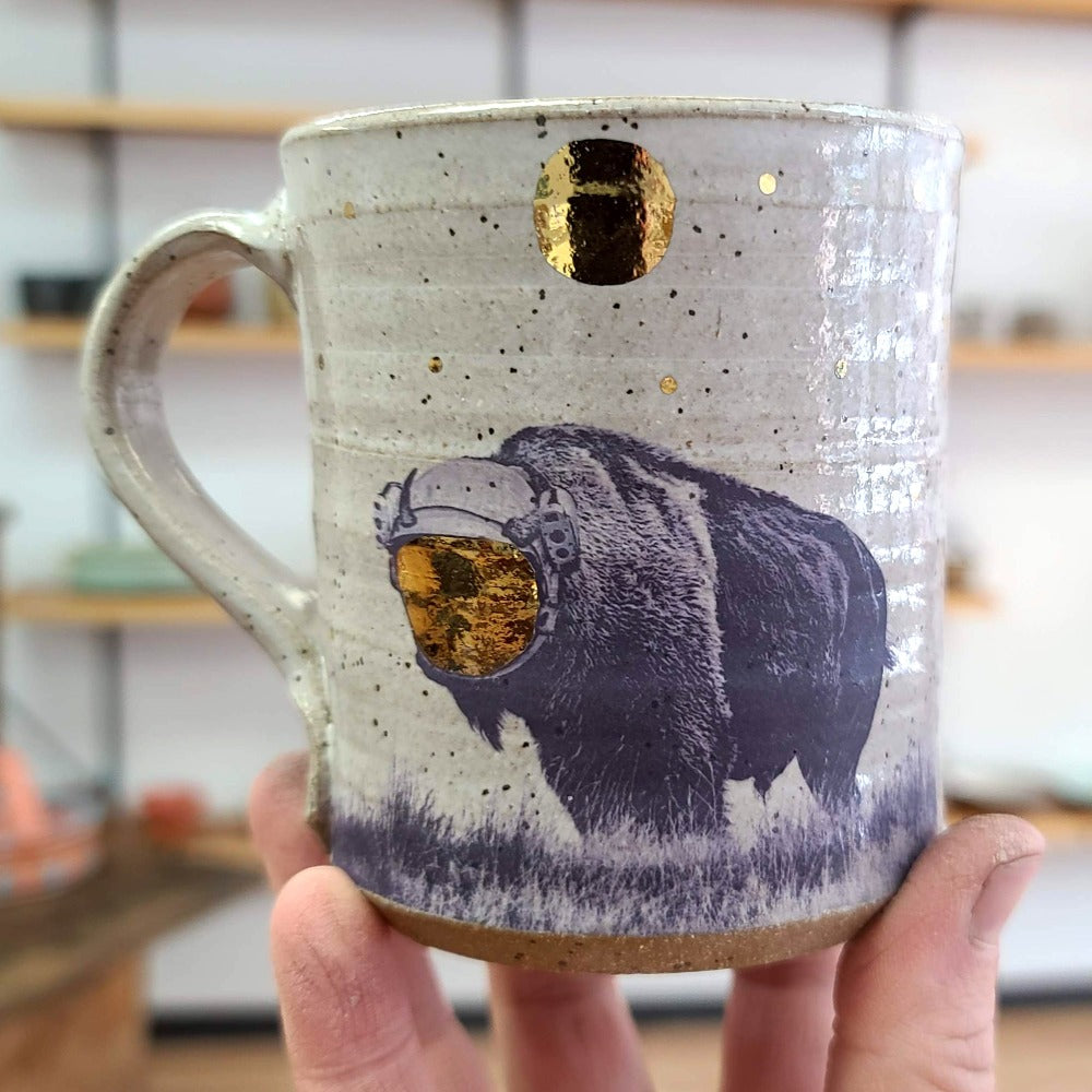 Astro Bison Handled Mug – Red Bison Studio